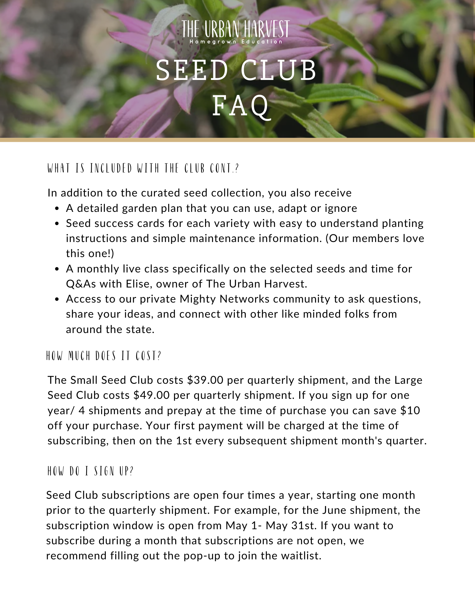 Small Garden & Container Seed Club – TheUrbanHarvest